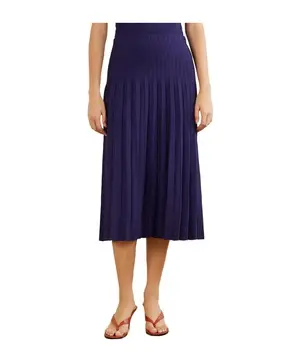 Staud Pleated Knitted Midi Skirt