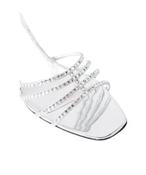 AQUAZZURA Embellished Metallic Leather Mule