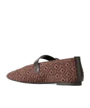 AQUAZZURA Leather-trimmed Crochet Ballet Flats
