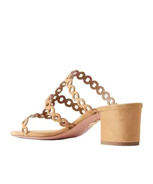 AQUAZZURA Perforated Suede Mules