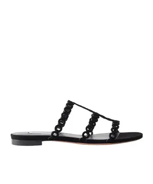 AQUAZZURA Chain Perforated Suede Flats