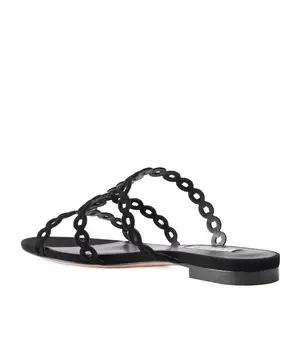 AQUAZZURA Chain Perforated Suede Flats