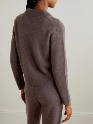 SPORTY  RICH Src Embroidered Cashmere And Wool-blend Polo Sweater