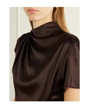 Staud Gathered Silk-blend Satin Midi Dress