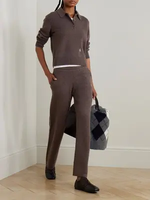 SPORTY  RICH Sporty & Rich Embroidered Cashmere And Wool Blend Trousers