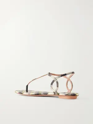 AQUAZZURA Checked Raffia Sandals