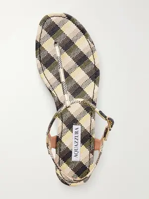 AQUAZZURA Checked Raffia Sandals
