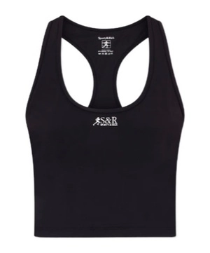 SPORTY  RICH Logo-print Racerback Sports Bra - Black