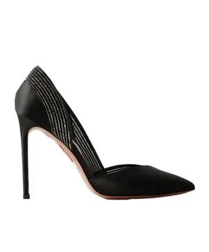 AQUAZZURA Rhinestone Pointed-toe Stiletto High Heels - Black