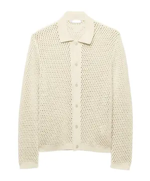 Prada Linen And Cotton Knit Cardigan - Nude