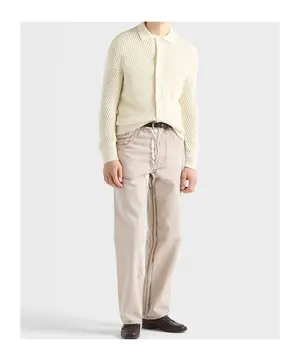 Prada Linen And Cotton Knit Cardigan - Nude