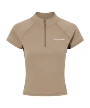 SPORTY  RICH Print Stretch-jersey Half-zip T-shirt
