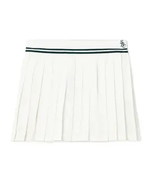 SPORTY  RICH Abigail Pleated Embroidered Mini Skirt