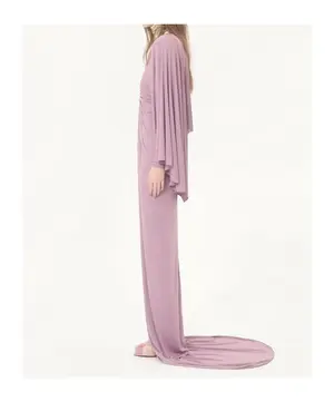 Valentino Garavani Long Sleeve Draped Dress With Embellished Neckline