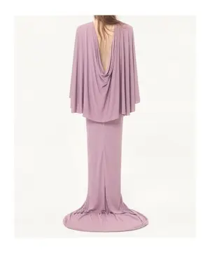 Valentino Garavani Long Sleeve Draped Dress With Embellished Neckline