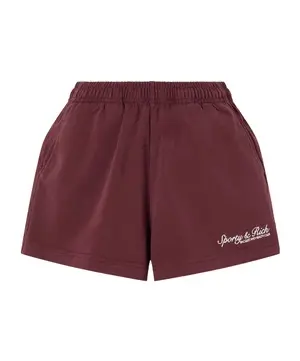 SPORTY  RICH Sporty & Rich Syracuse Logo-embroidered Cotton-fleece Shorts - No