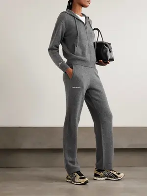 SPORTY  RICH Embroidered Cashmere And Wool Blend Sweatpants