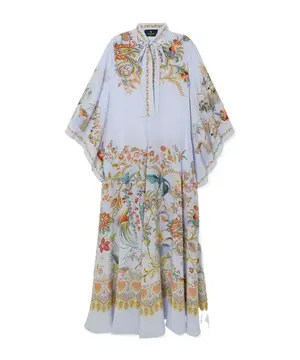Etro Pussy-bow Printed Silk Maxi Dress