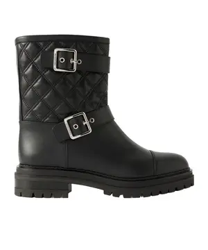 AQUAZZURA Buckled Quilted Leather Ankle Boots