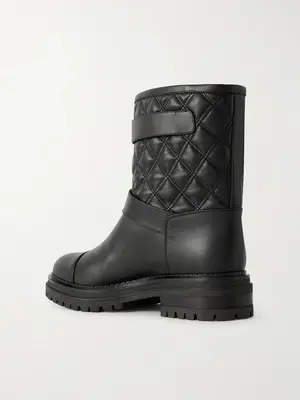 AQUAZZURA Buckled Quilted Leather Ankle Boots