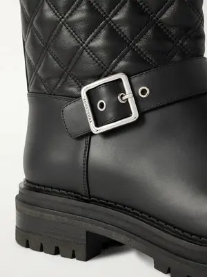 AQUAZZURA Buckled Quilted Leather Ankle Boots