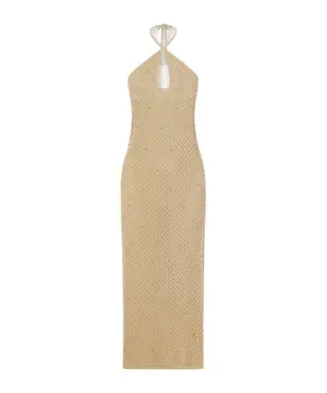 Staud Mesh Embellished Halterneck Midi Dress
