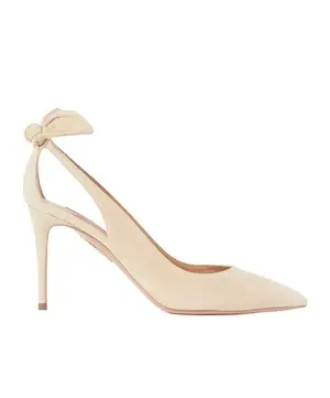 AQUAZZURA Bow Tie 85 Suede Pumps