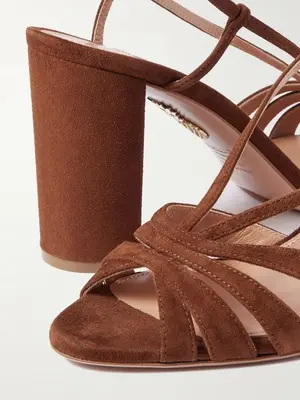AQUAZZURA Solid Color Suede Slingback Sandals