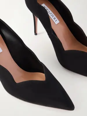 AQUAZZURA Scalloped Suede Pumps
