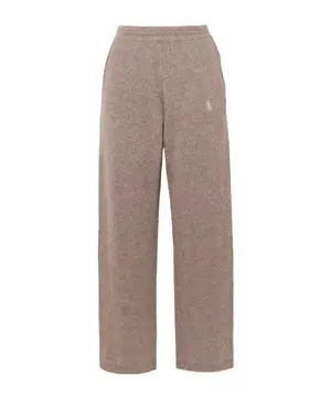 SPORTY  RICH Sporty & Rich Embroidered Cashmere And Wool Blend Casual Pants