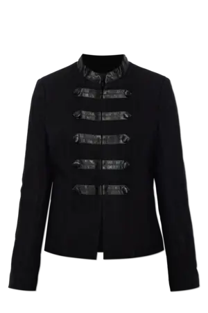 Rag & Bone Wool Blazer With Stand-up Collar And Leather Trims