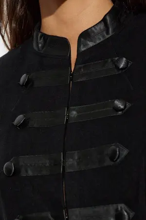 Rag & Bone Wool Blazer With Stand-up Collar And Leather Trims