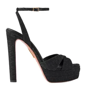 AQUAZZURA Metallic Woven Platform Sandals