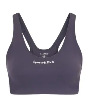 SPORTY  RICH Logo-print Stretch-jersey Sports Bra - Grey
