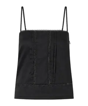 Staud Corinna Lace-trimmed Cotton Top