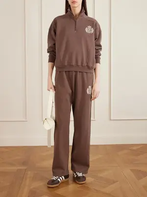 SPORTY  RICH Sporty & Rich Embroidered Cotton Knit Sweatpants