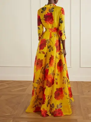 Carolina Herrera Floral Print Dress With Tie