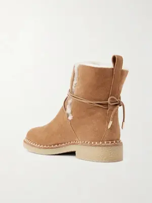 AQUAZZURA Suede Shearling-lined Ankle Boots
