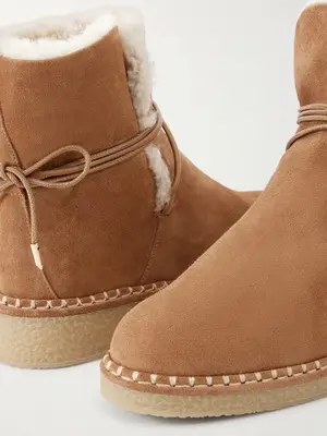 AQUAZZURA Suede Shearling-lined Ankle Boots