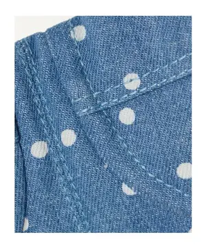 Carolina Herrera Cropped Polka-dot Denim Bustier Top