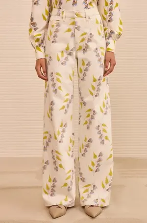 Ulla Johnson Floral Mid-rise Wide-leg Jeans