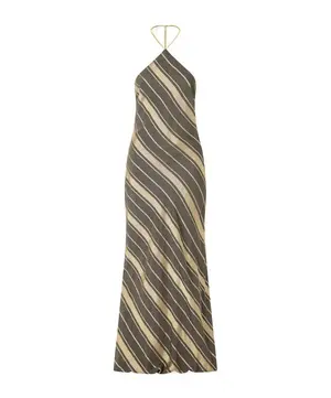 Stella McCartney Striped Silk-blend Halterneck Maxi Dress