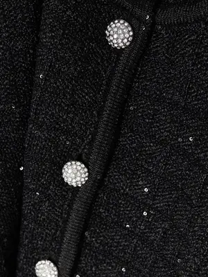 Alessandra Rich Cropped Embellished Knitted Cardigan