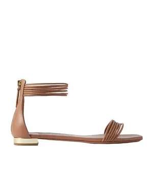 AQUAZZURA Solid Color Leather Sandals - Brown