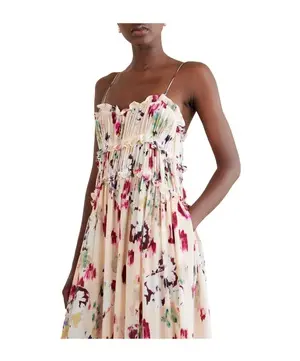 Ulla Johnson Floral-print Ruched Silk Maxi Dress