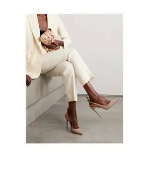 AQUAZZURA Suede Slingback Pumps With Bow Detail
