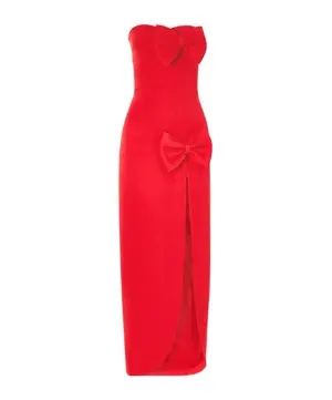 Alessandra Rich Strapless Bow-decorated Dress - Red
