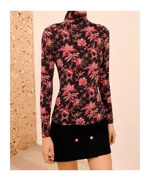 Ulla Johnson Long-sleeved Turtleneck Sweater With Tropical Print
