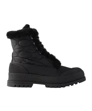 AQUAZZURA Quilted Nylon And Leather Ankle Boots - Black