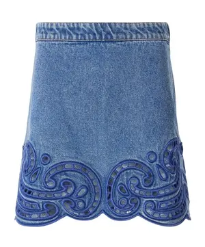 Ulla Johnson Embroidered Denim Mini Skirt